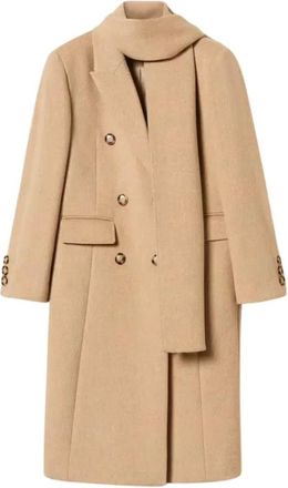 Twinset Manteau Double Boutonnage avec Ch&acirc;le Amovible - Femme - Manteaux - Beige - Taille: 36 FR