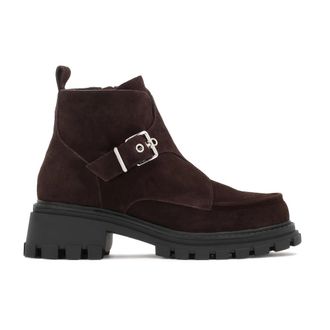 Kazar Braune Wildlederstiefel auf einer soliden Sohle mit einer dekorativen Schnalle - - Shoes - Damen - Braun - 36 EU