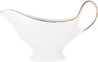 Pretyzoom Keramik Sauciere Mit Goldrand 6.7 Zoll Wei&szlig;es So&szlig;enboot F&uuml;r K&uuml;che Party Restaurant Vielseitiger Saucenbeh&auml;lter F&uuml;r Essig Salatdressings Gew&uuml;rze