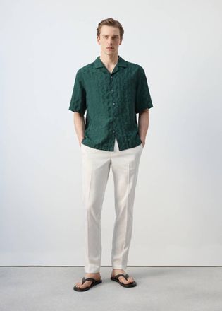 Mango Regular Fit-Hemd aus Lyocell smaragdgr&uuml;n - Herren - XL - MANGO MAN