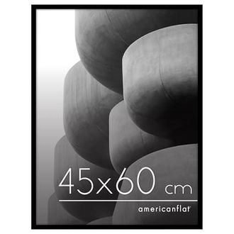 Americanflat Bilderrahmen 45x60 cm aus Kunststoff - schmaler Bilderrahmen 60x45 cm mit Plexi-Scheibe - Fotorahmen mit integrierter Aufh&auml;ngung f&uuml;r Hoch- und Querfor