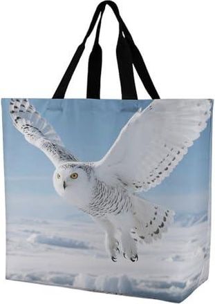 Generic Chouette Blanche Des Neiges Sac Fourre-Tout Imperm&eacute;able Sacs De Courses D&eacute;contract&eacute; Sac Fourre Tout Pour Plage Quotidienne Shopping