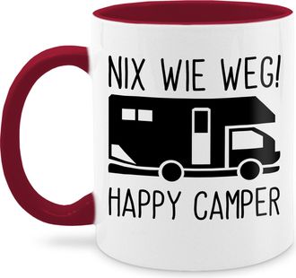 Shirtracer Tasse Tassen 325ml - Urlaub - Nix wie weg - Happy Camper I Camping - 325 ml - Bordeauxrot - campen kaffeebecher wohnmobil kaffeetasse kaffeetassen