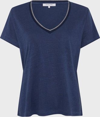 Gerard Darel T-shirt V en lin &agrave; lurex - MIRANA - Indigo