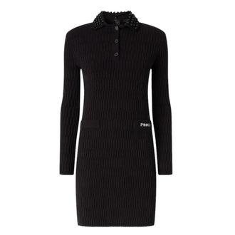 Pinko Geometrisch gestepptes- kurzes Strickkleid - - Dresses - Damen - Schwarzk - M