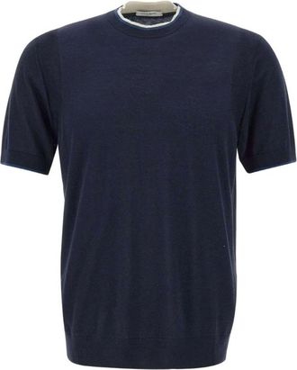 Paolo Pecora Homme, Tops, Bleu, Taille: XL Maglia girocolla mezza manica