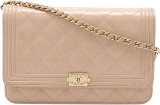 Chanel Pre-owned Boy Patent Leather Chain Wallet - Femme - Pre-owned - Rose - Taille: ONE Size