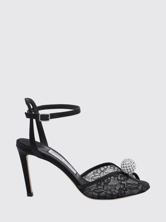 Jimmy Choo London Sandales &agrave; talon aiguille Sacora en dentelle avec strass