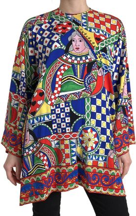 Dolce & Gabbana Seidenbluse mit Spielkarten-Print