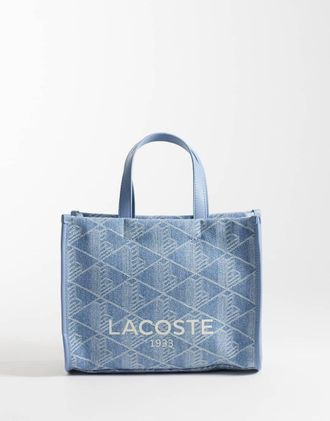 Lacoste Cabas en jean &agrave; logo monogramme - Bleu clair