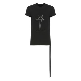 Rick Owens Femme, Tops, Noir, Taille: 38 FR Logo Print Crewneck T-Shirt