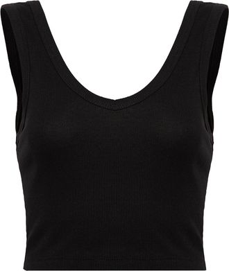Mavi Damen Cropped V-TOP Top, Black, S