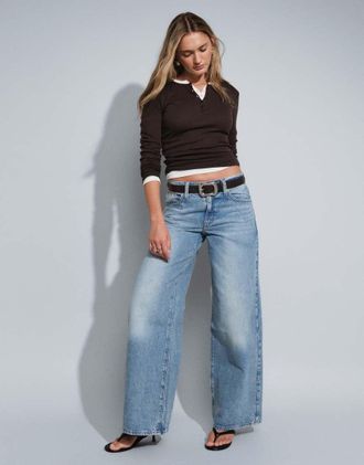 Levi's jean large middy d&eacute;lavage clair-Bleu
