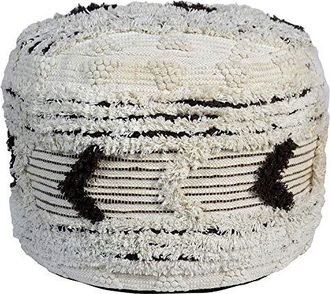 Menzzo Quito Polsterhocker mit Stoffbezug Weiß & Braun