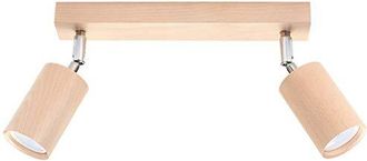 Sollux Lighting Sollux LIGHTING Berg 2 Spotlight Plafonnier, avec Abat-Jour Mobiles, Design Minimaliste, Rustique, Classique, Ampoule GU10 Remplaçable, 2 x 40 W, Bois