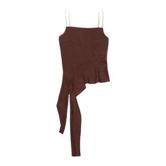 Helmut Lang Femme, Tops, Brun, Taille: 36 FR Top Asymétrique en Satin Éthéré