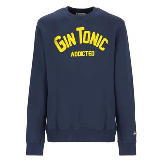 Saint Barth Homme, Sweatshirts et sweats &agrave; capuche, Bleu, Taille: L Pull en Coton Bleu avec Impression Gin Tonic