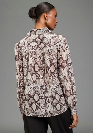Laura Scott Langarmbluse aus leicht transparentem Chiffon, mit gesmoktem &Auml;rmelabschluss