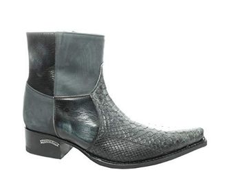 Sendra Boots 5919 Mimo Antracite Uomo Cowboy Western Stivaletti A Punta Suola Cuoio Tacco Dritto Cerniera Vera Pelle Taglia 44