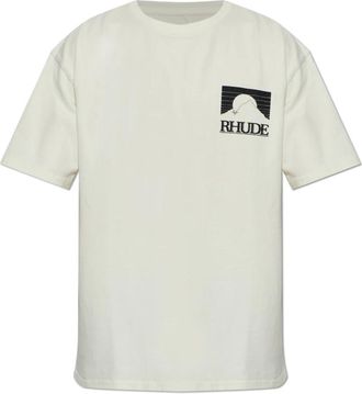 Rhude Homme, Tops, Beige, Taille: XS T-shirt Logo