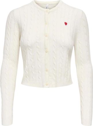 Only Only, Femme, Pulls, Blanc, Taille: 44 FR Cardigan Boutonn&eacute; &agrave; Manches Longues et Col Rond