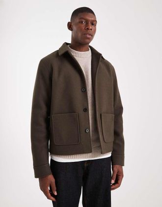 Asos Blouson Harrington aspect laine - Kaki-Vert