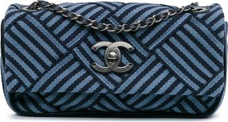 Chanel Hobo Bags - Canvas Stripe Flap Bag - Gr. unisize - in Blau - für Damen