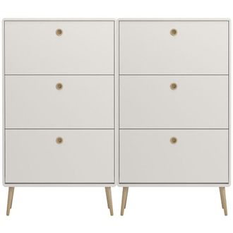 ebuy24 Ebuy24 - Softline Schuhschrank 6 Klapt&uuml;ren Wei&szlig;