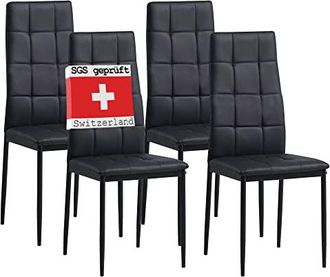 Albatros-Moebel Rimini Lot de 4 chaises, Noir, test&eacute;es SGS