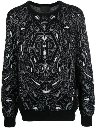 Philipp Plein pull &agrave; imprim&eacute; cachemire - Noir