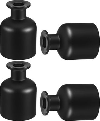 Cabilock 4 Stück Teiliges Schwarzes Glas Diffusor Flaschen Leere Aromatherapie Vorratsbehälter für Ätherische Öle Nachfüllbar mit Reed Stäbchen für Wohnraum Sp