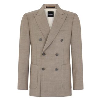 HUGO BOSS Zweireihiger Blazer aus Wollmischung - - Jackets - Herren - Beige - M