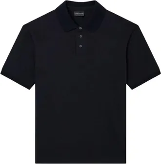 Emporio Armani Homme, Tops, Bleu, Taille: XL Jersey Jacquard Knit Polo
