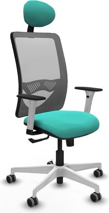 Piqueras y Crespo Neigbarer Computerstuhl Zulema mit wei&szlig;en und schwarzen Armlehnen, h&ouml;henverstellbare Lendenwirbelst&uuml;tze und festes Kopfteil, ausgestattet mit 3 Positi