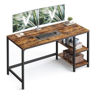 Vasagle Tisch, Computertisch, B&uuml;rotisch, 140 x 60 x 76 cm, moderner Stil, f&uuml;r Arbeitszimmer, Schlafzimmer, Wohnzimmer, vintagebraun-schwarz LWD55X