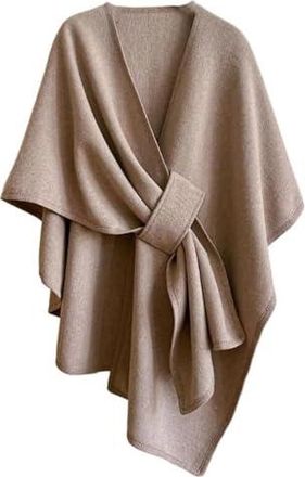 Generic The Fleece Drape Ch&acirc;le Poncho Doux Ouvert sur le Devant Femme &Eacute;l&eacute;gant Ch&acirc;le Wrap Pull pour Printemps Automne Hiver, kaki, Taille unique