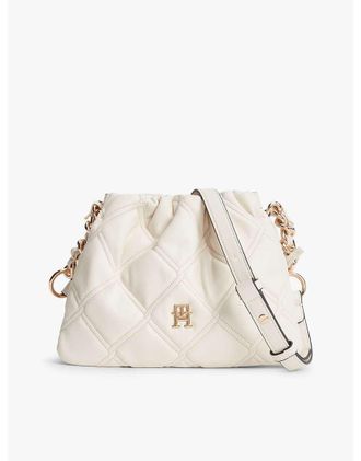 Tommy Hilfiger Sac bandouli&egrave;re matelass&eacute; &agrave; cha&icirc;ne et monogramme TH - Beige-Neutral