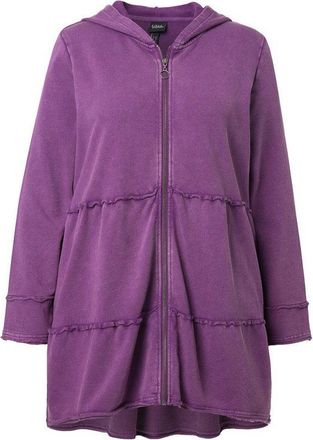 Ulla Popken Sweatjacke Long-Hoodiejacke Vintage-Look A-Linie Kapuze