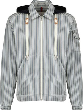 Moncler Homme, Vestes, Bleu, Taille: XL Havas Striped Poplin Shirt Jacket
