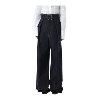 Sportmax Femme, Pantalons, Bleu, Taille: 36 FR Pantalon large pliss&eacute;