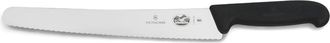 Victorinox by Swiss Army Fibrox Konditors&auml;ge mit Wellenschliff, Langes K&uuml;chenmesser f&uuml;r Kuchen und Backwaren, 26 cm, Scharf, Rostfreier Stahl, Schwarz