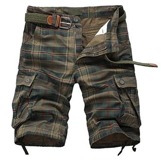 Generic Short cargo camouflage pour homme en coton pour homme - Pantalon cargo multi-poches avec boucle à fermeture éclair - Pantalon cargo dextérieur pour ho