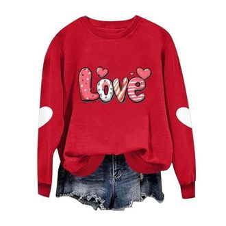 Generico Sweatshirt moderne &agrave; col rond pour femme, sans capuche, mi-saison, v&ecirc;tement d&eacute;contract&eacute; pour femme, coupe ajust&eacute;e, pour la Saint-Valentin, S-3XL, Vin,