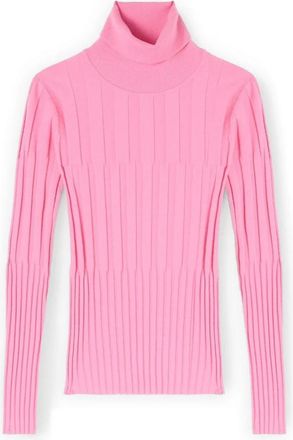 Motivi Femme, Pulls, Rose, Taille: 36 FR Pull Col Roul&eacute; Asym&eacute;trique en Maille C&ocirc;tel&eacute;e