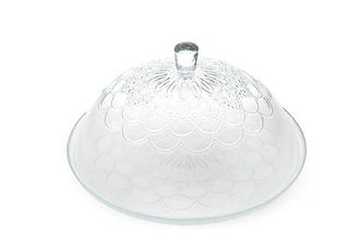 Excelsa Daisy Servierteller mit Glocke, Glas, Durchmesser 30,5 cm, Reliefdekor