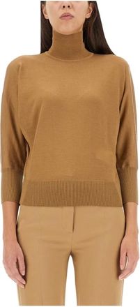 Max Mara Femme, Pulls, Beige, Taille: 40 FR Col roul&eacute; coupe classique &agrave; col montant