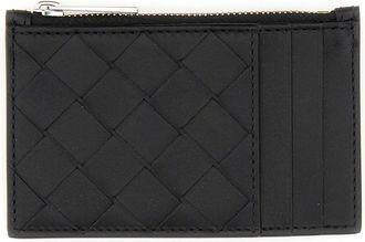 Bottega Veneta Woven Intrecciato Calfskin Card Case - Black