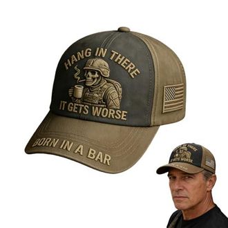 Generic Chapeau vintage &laquo; Born in A Bar &raquo;, casquette de baseball r&eacute;tro personnalis&eacute;e, casquette de baseball imprim&eacute;e en bloc de couleurs r&eacute;glable, cadeau pour