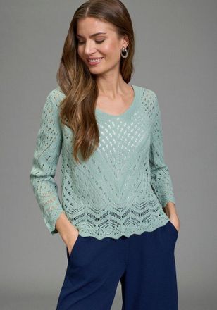 Laura Scott Ajourpullover mit femininer Silhouette aus Lochstrick