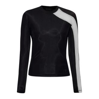 Yohji Yamamoto Femme, Tops, Noir, Taille: 42 FR Mesh Fitted Longsleeve Tee
